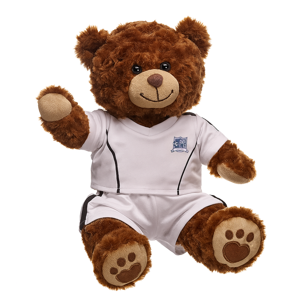 White Football Kit Teddy Bear Outfit – Party Pieces
