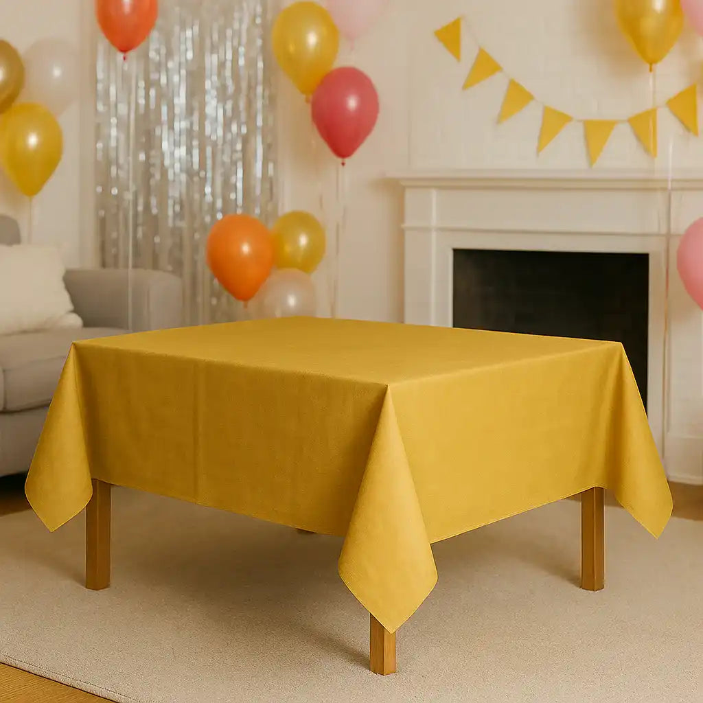 Gold Solid Reusable Plastic Table Cover, 54" x 108" – Party Pieces