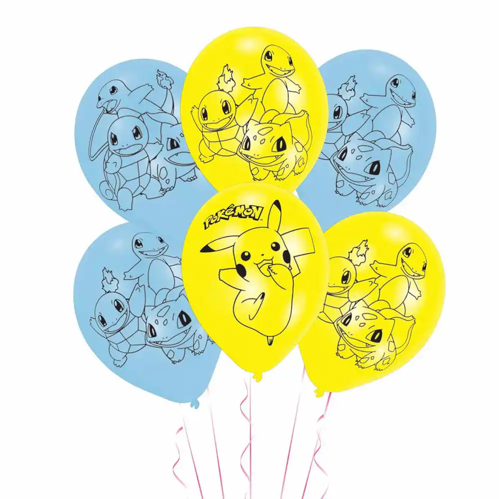 Pokemon Party Latex Balloons (x6) | Pokemon Party Supplies | Party Pieces