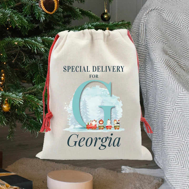 Personalised Santa Christmas Train Santa Sack – Party Pieces