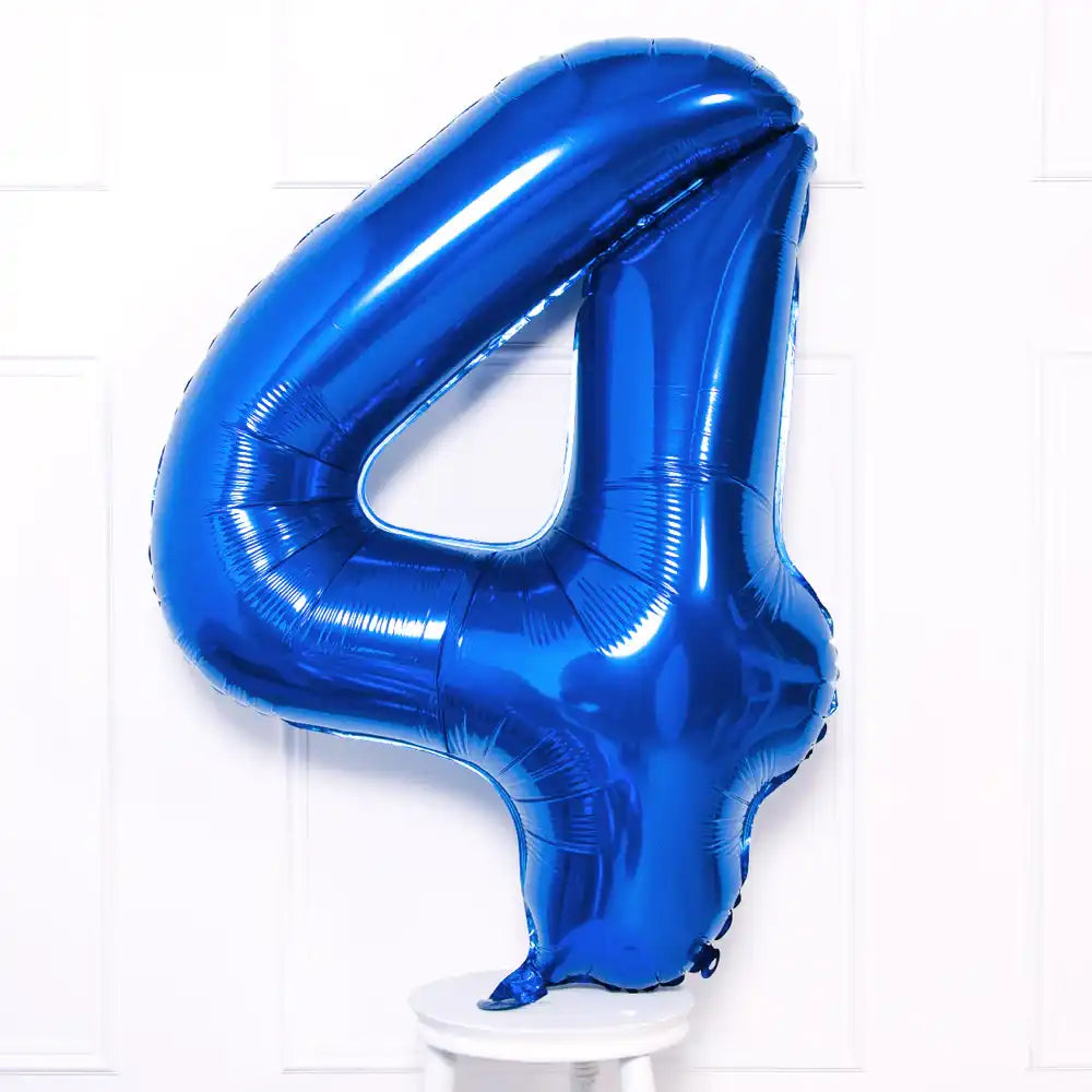 Supershape Blue 4 Party Foil Balloon | Number Balloons | Party Pieces