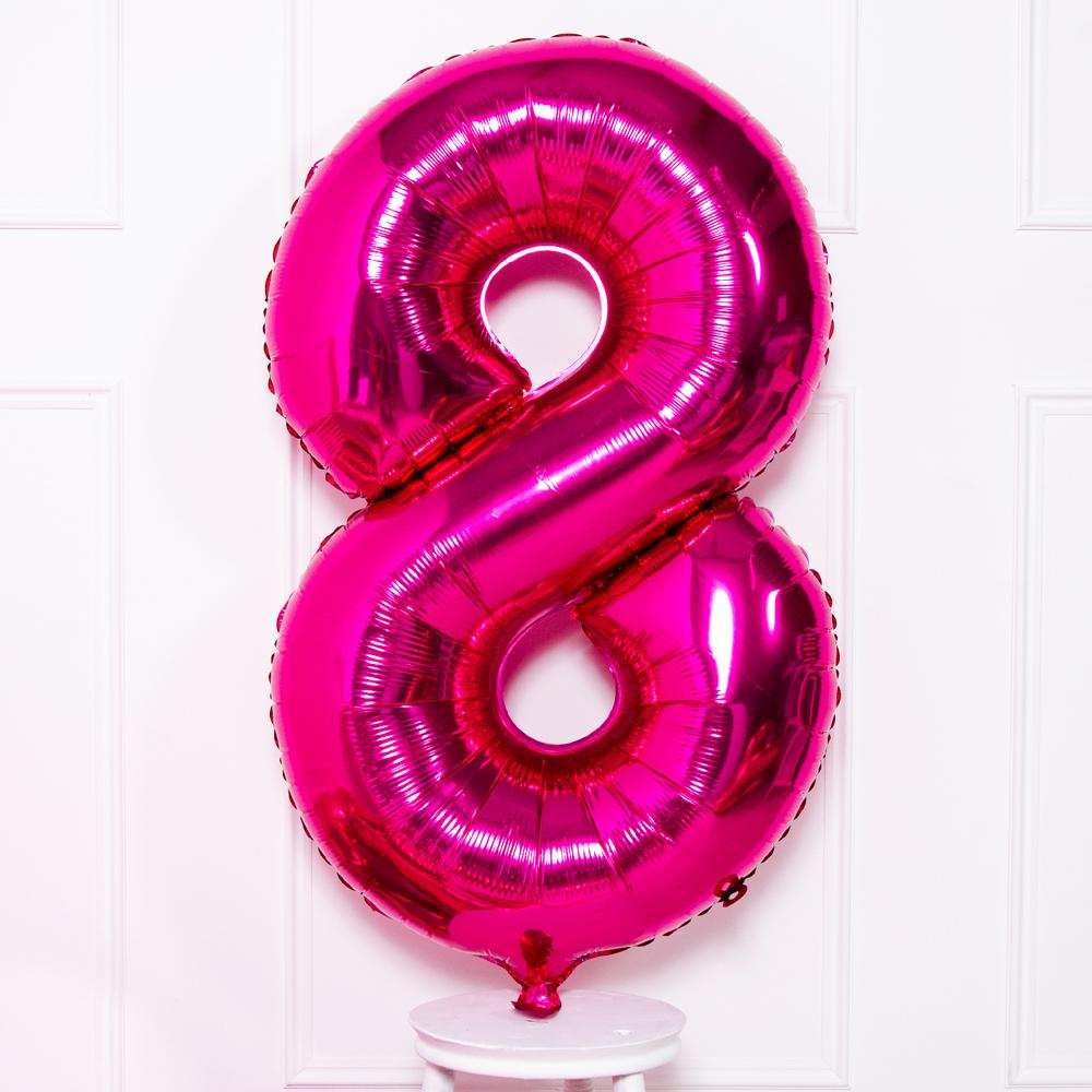 Pink Supershape Number 8 Balloon | Number Balloons | Party Pieces