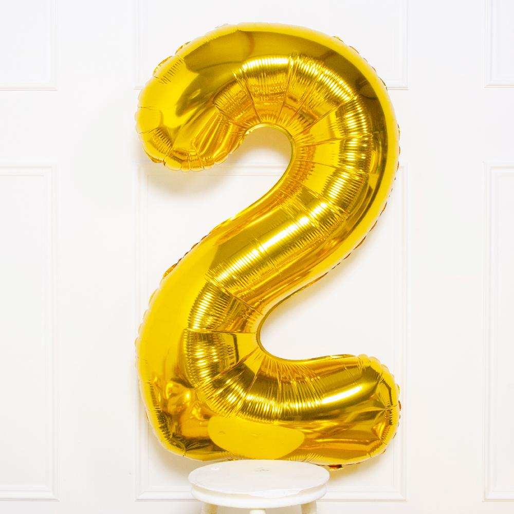 Supershape Gold Balloon Number 2 | Helium Balloons | Party Pieces