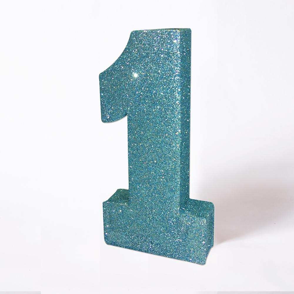 Blue Glitter Number 1 Centrepiece | 1st Birthday Ideas | Party Pieces