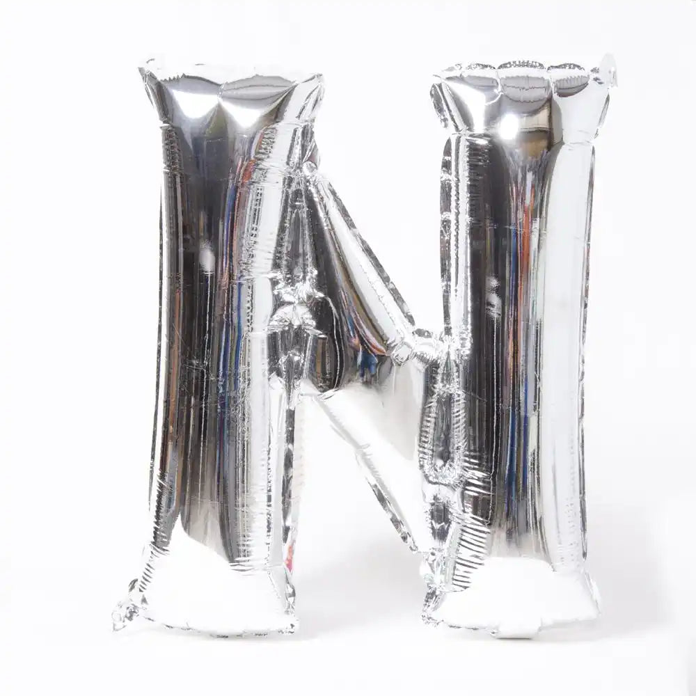 Silver 16" Letter N Party Balloon | Air-Fill Balloons | Party Pieces