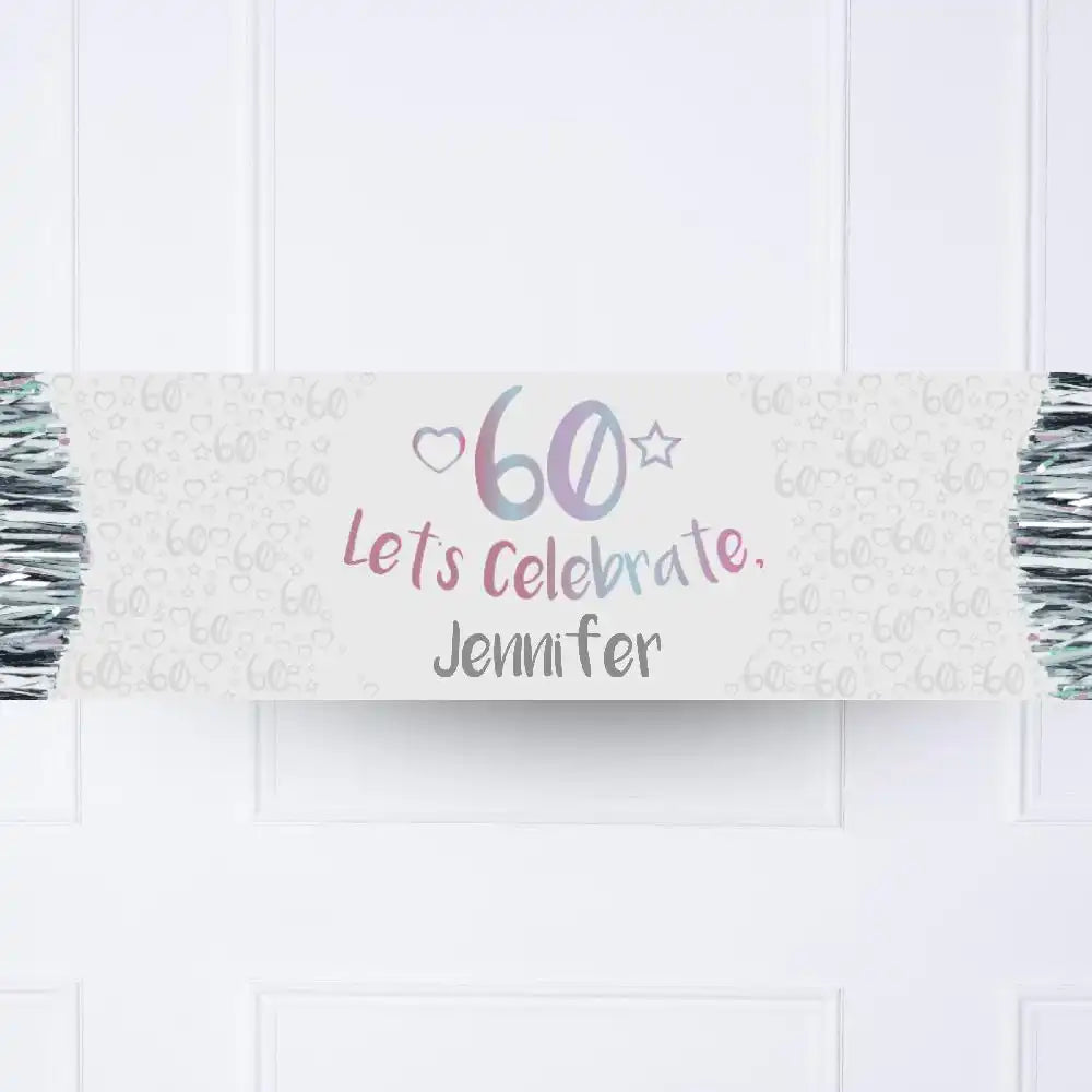 Iridescent 60th Personalised Party Banner | Party Banners | Party ...