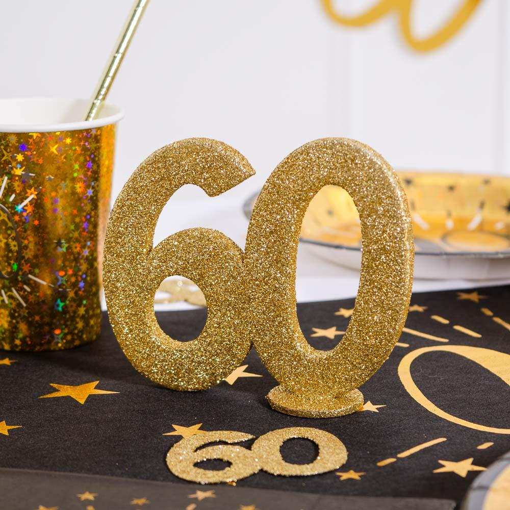 60th Birthday Glitter Table Decoration | 60th Birthday Ideas | Party ...