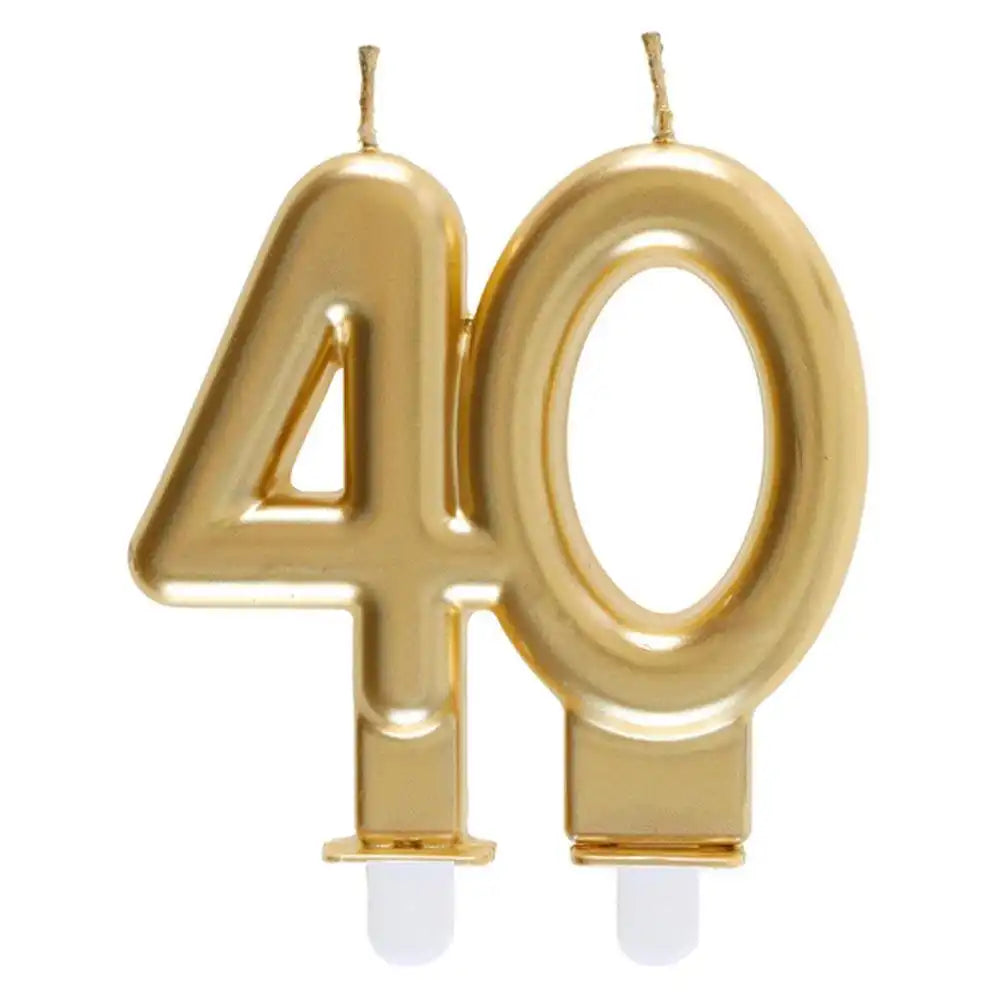 40th Birthday Gold Candle | 40th Birthday Ideas | Cake Supplies | Party ...