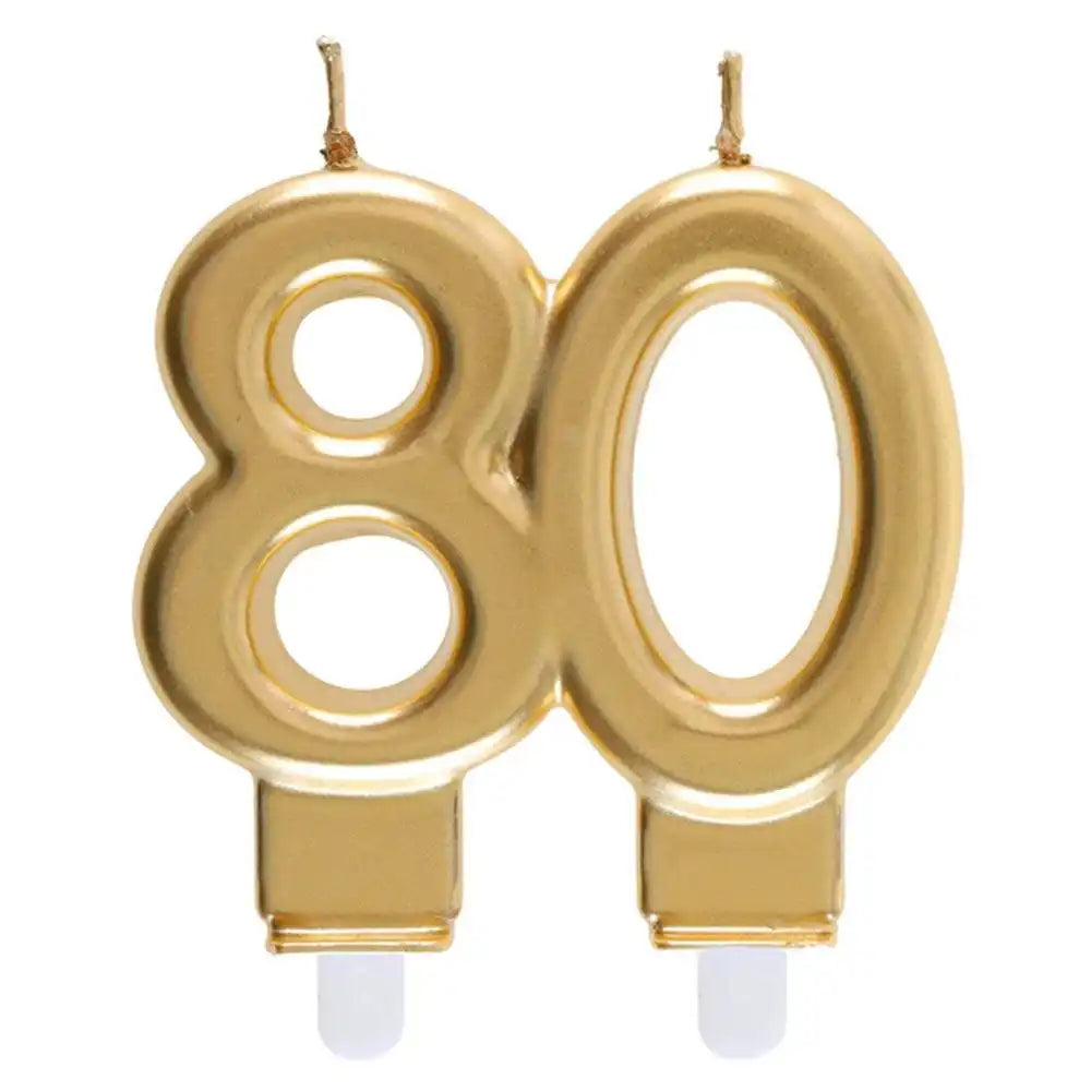 80th Birthday Gold Candle | 80th Birthday Ideas | Cake Supplies | Party ...