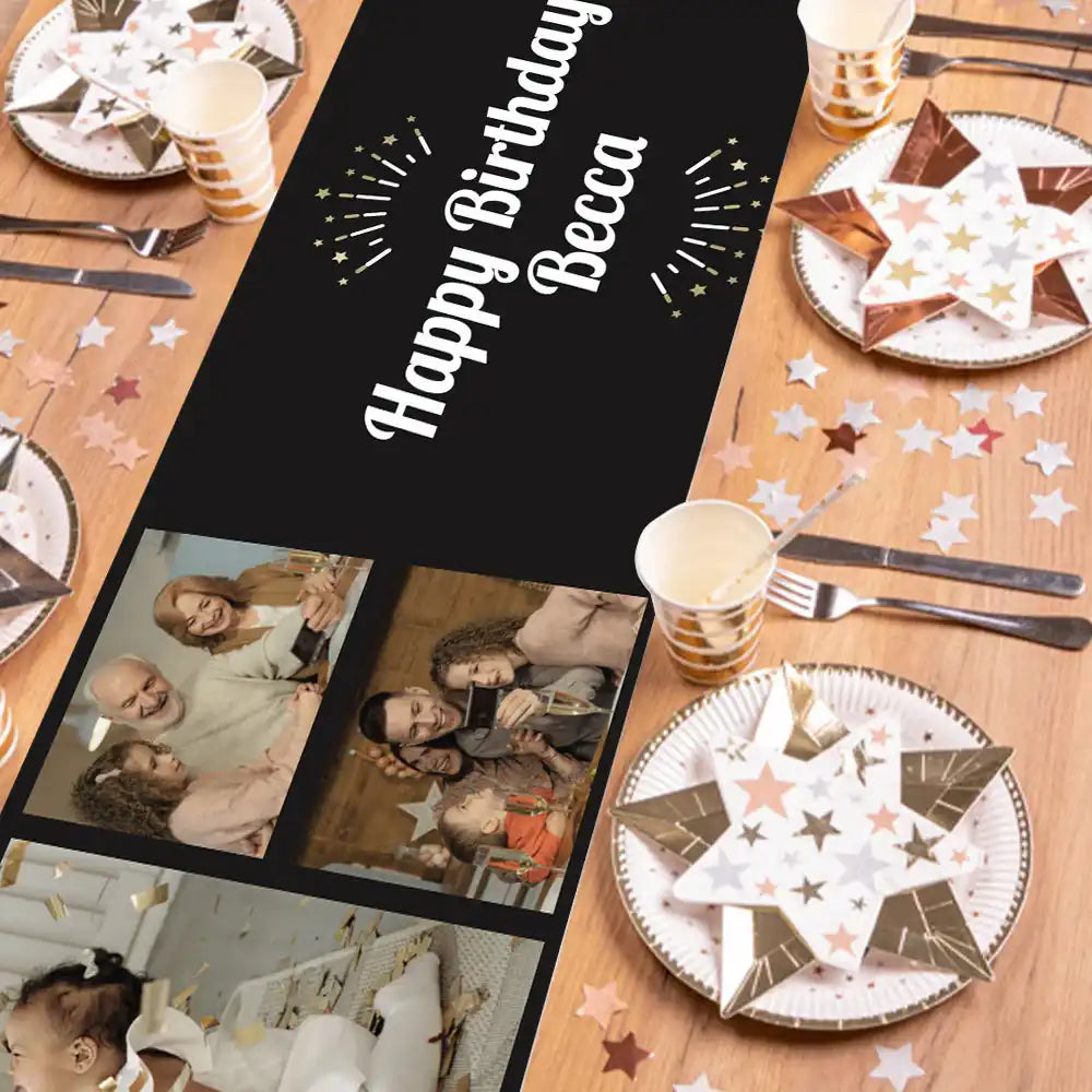 Personalised Black & Gold Table Runner | Buy Now – Party Pieces